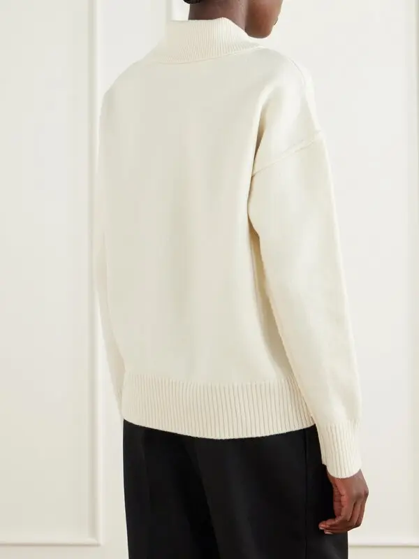 AMI Paris Intarsia Wool Polo Sweater