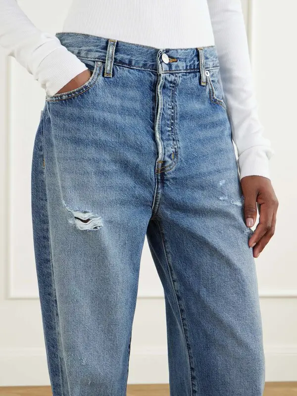 Eterne Saint Boyfriend Distressed Mid-rise Straight-leg Jeans