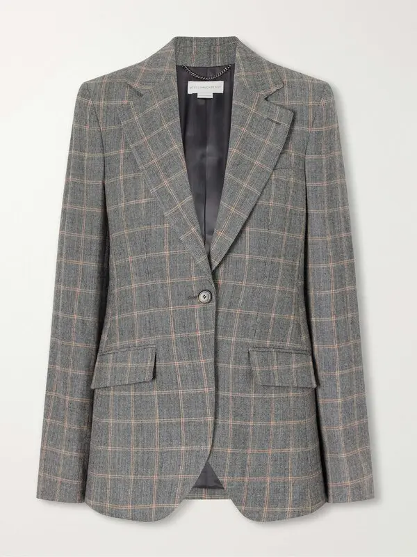 Stella McCartney Prince Of Wales Wool Blazer - Gray