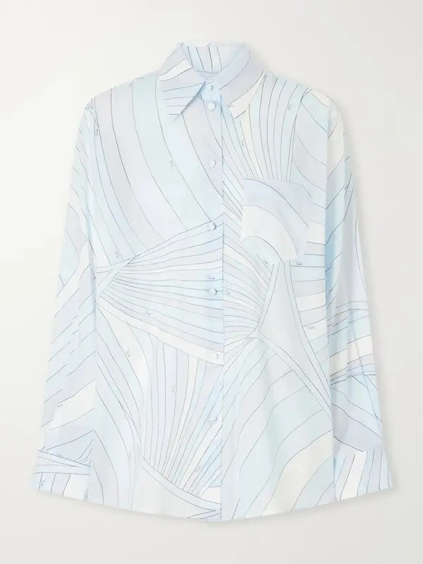 Emilio Pucci Printed Cotton-muslin Shirt - Blue
