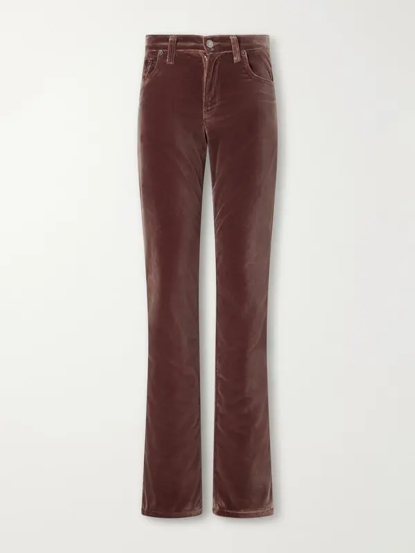 HAIKURE Carly Cotton-velvet Mid-rise Straight-leg Pants - Brown