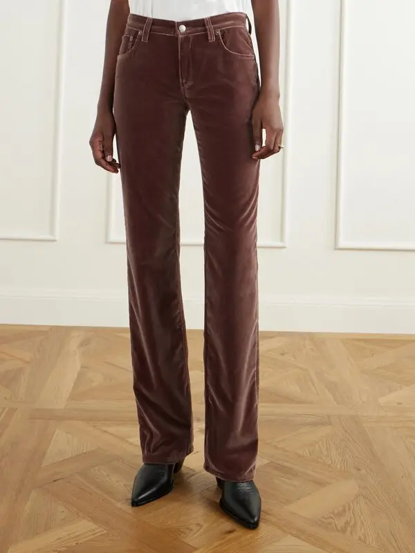 HAIKURE Carly Cotton-velvet Mid-rise Straight-leg Pants