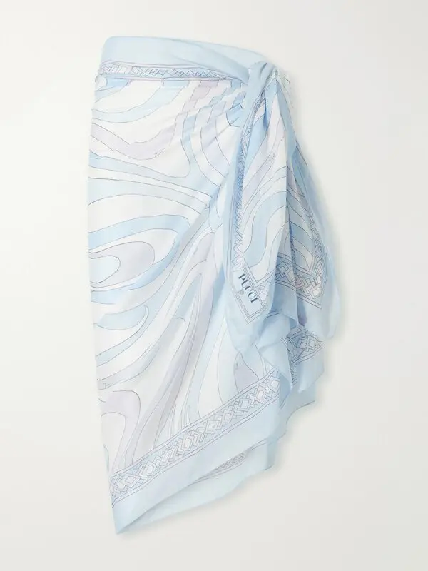 Emilio Pucci Printed Cotton-voile Pareo - Blue