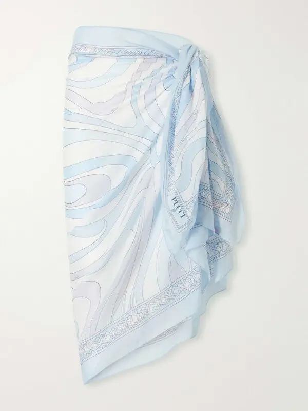 Emilio Pucci Printed Cotton-voile Kaftan - Sky Blue