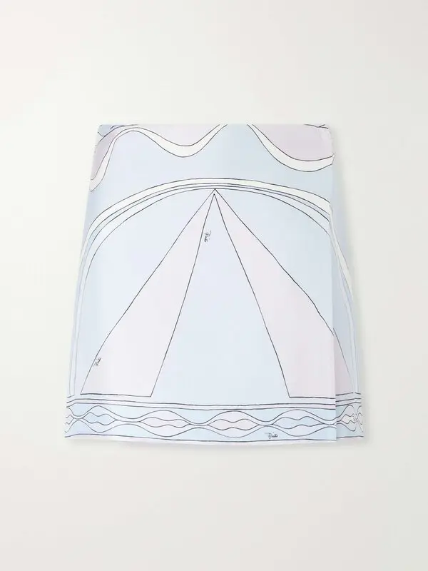 Emilio Pucci Printed Silk-twill Wrap Mini Skirt