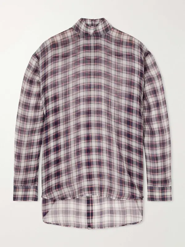 Tibi Reversable Checked Cotton And Silk-blend Shirt