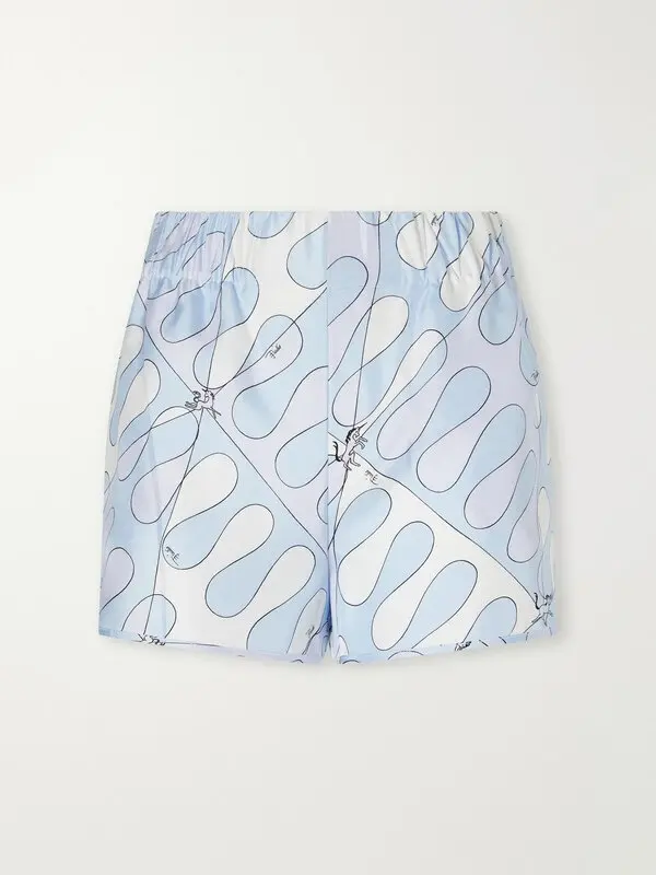 Emilio Pucci Printed Silk-twill Shorts - Blue
