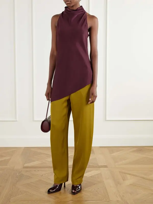 Tibi Grace Satin-twill Tapered Pants