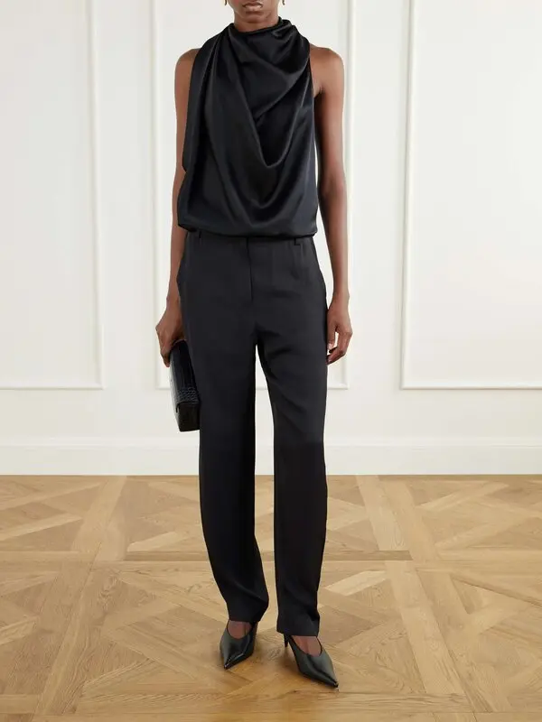 Tibi Grace Satin-twill Tapered Pants
