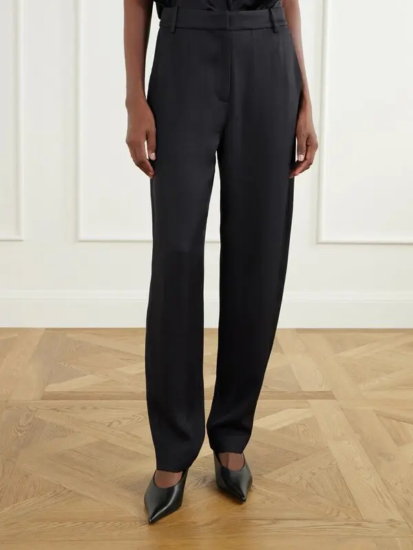 Tibi Grace Satin-twill Tapered Pants