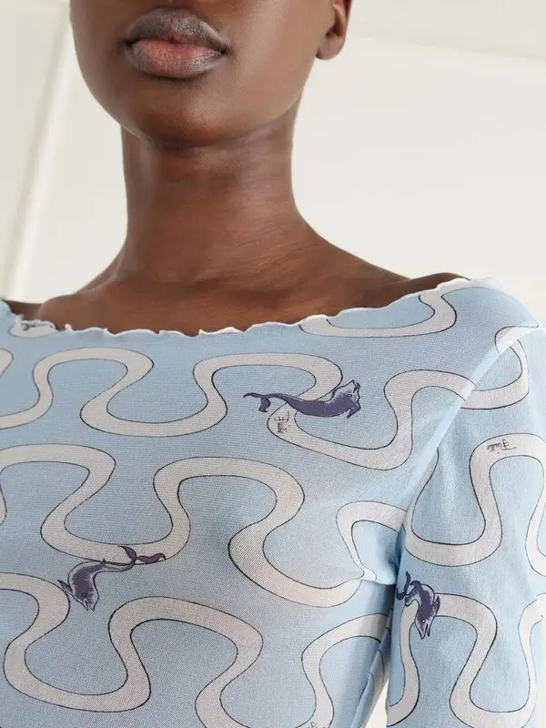Emilio Pucci Printed Sheer Tulle Top