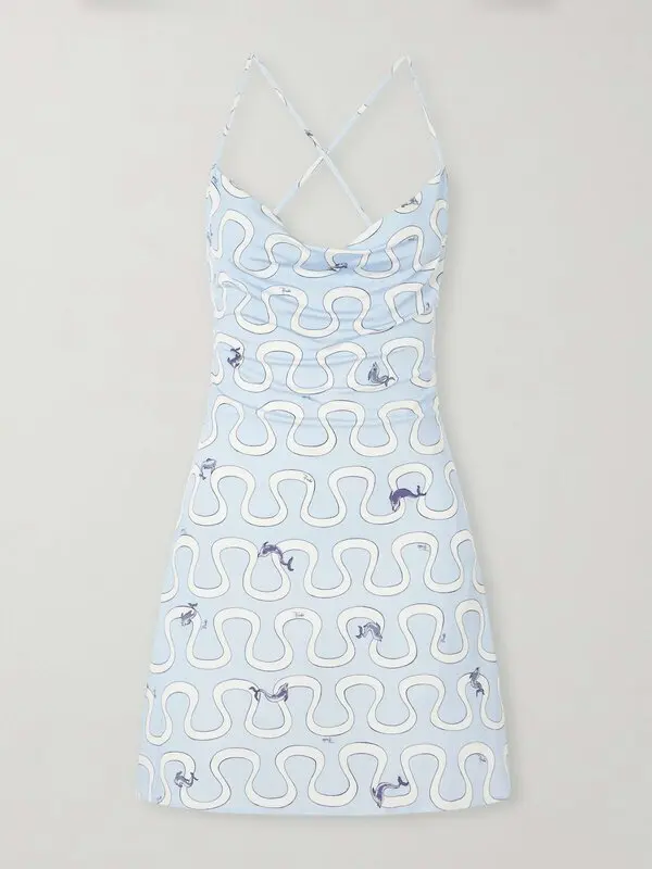 Emilio Pucci Printed Draped Jersey-satin Dress