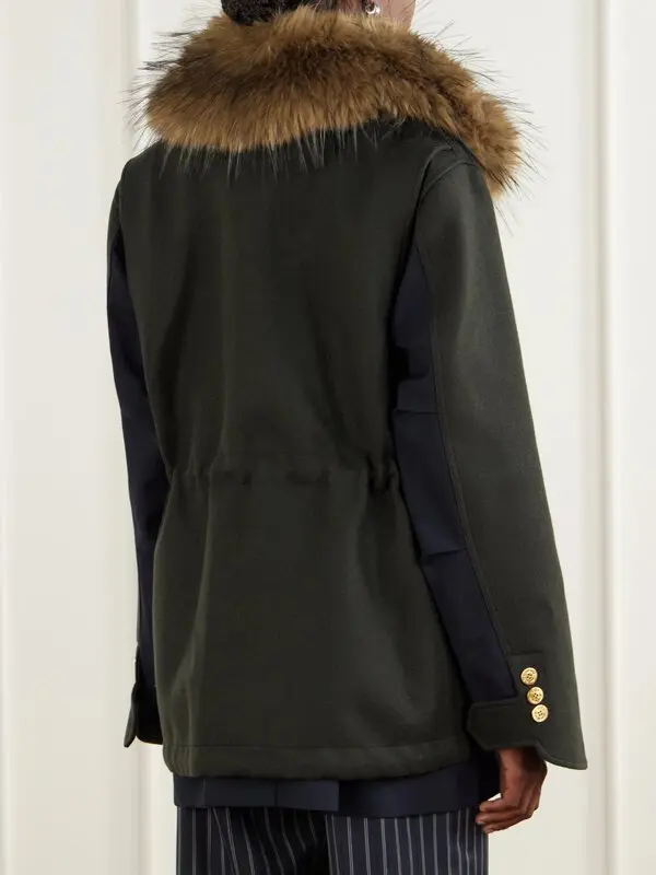 Sacai Layered Wool Coat - Green