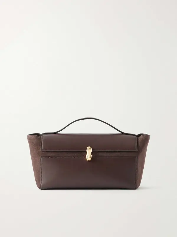 Savette Symmetry Trapeze Leather-trimmed Suede Bag - Dark Brown