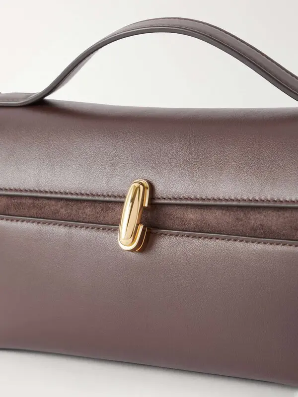 Savette Symmetry Trapeze Leather-trimmed Suede Bag