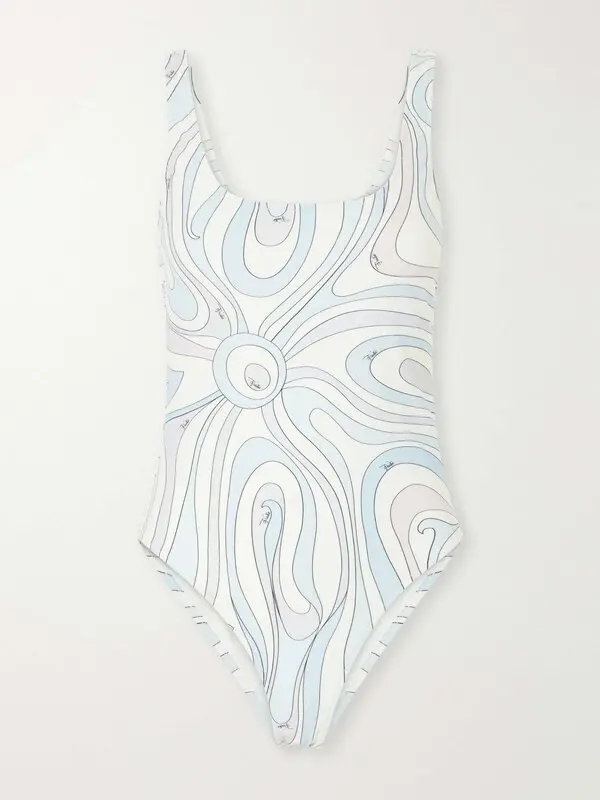 Emilio Pucci Printed Swimsuit - Light Blue