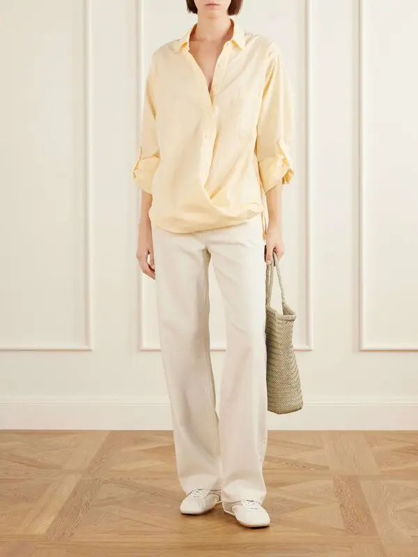 SANDERLAK Asymmetrical Twisted Cotton-voile Shirt