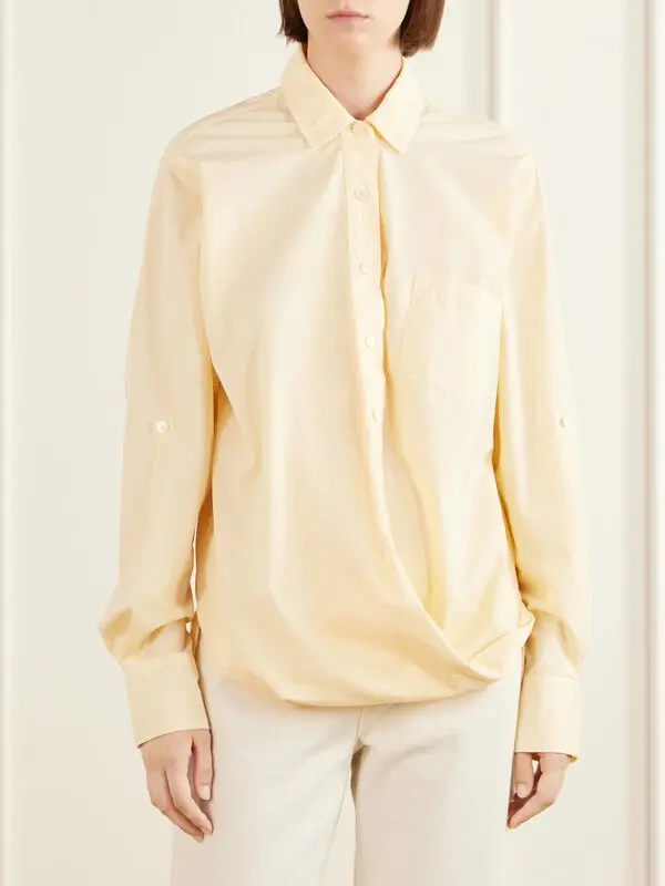 SANDERLAK Asymmetrical Twisted Cotton-voile Shirt