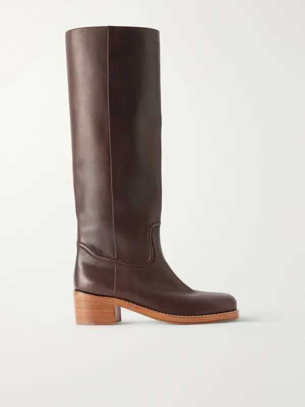 Gabriela Hearst Marion 35 Leather Knee Boot - Dark Brown