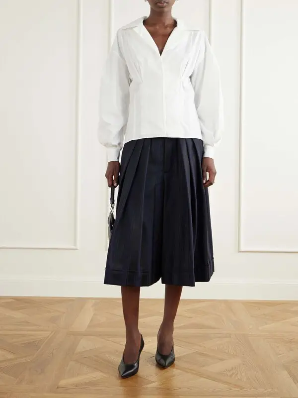VIVIENNE WESTWOOD Striped Satin-wool Culotte Shorts