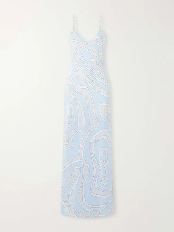 Emilio Pucci Printed Silk Crepe De Chine Maxi Dress
