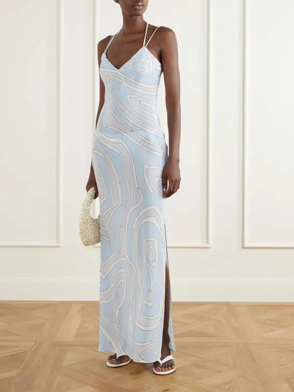 Emilio Pucci Printed Silk Crepe De Chine Maxi Dress