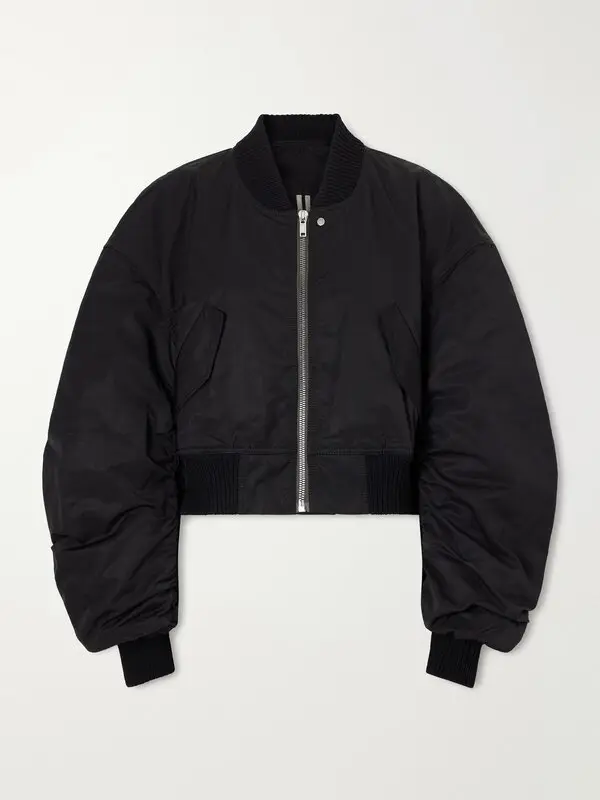 Rick Owens Padded Cropped Cotton-blend Bomber Jacket - Black