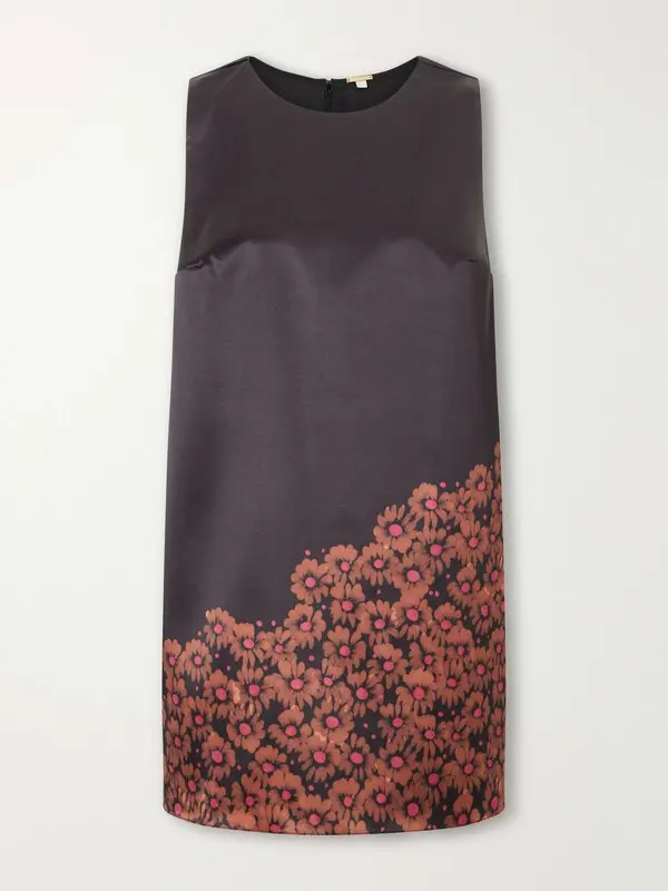CALA DE LA CRUZ Floral-print Satin Dress