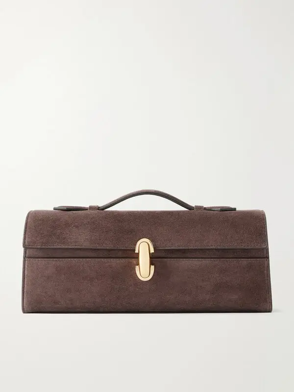 Savette Slim Pochette Suede Tote - Brown