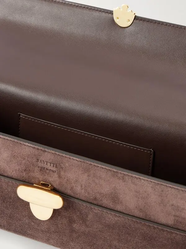 Savette Slim Pochette Suede Tote - Brown