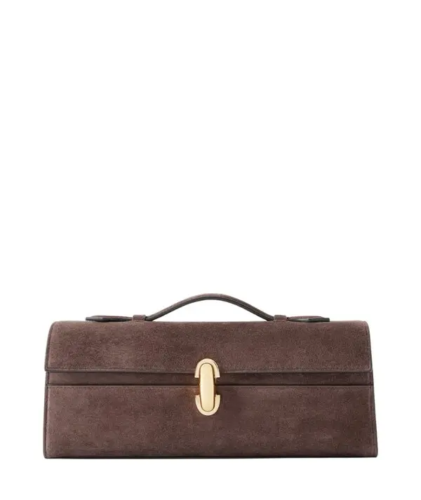 Savette Slim Pochette Suede Tote - Brown