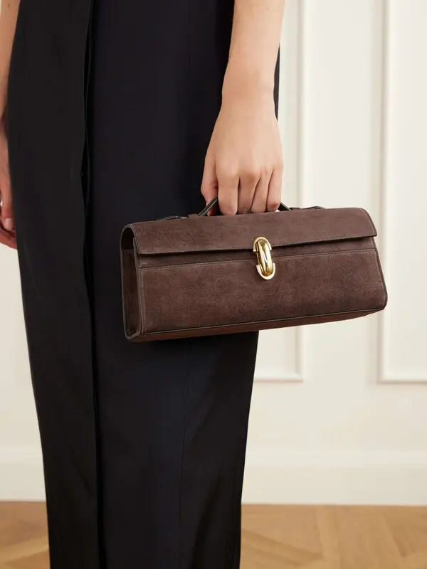 Savette Slim Pochette Leather-trimmed Suede Tote