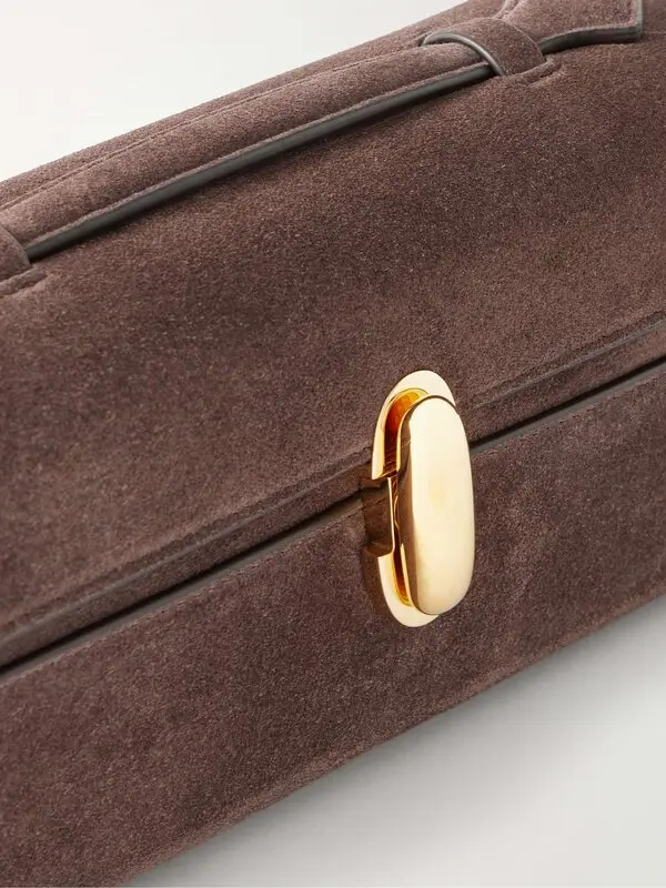 Savette Slim Pochette Leather-trimmed Suede Tote