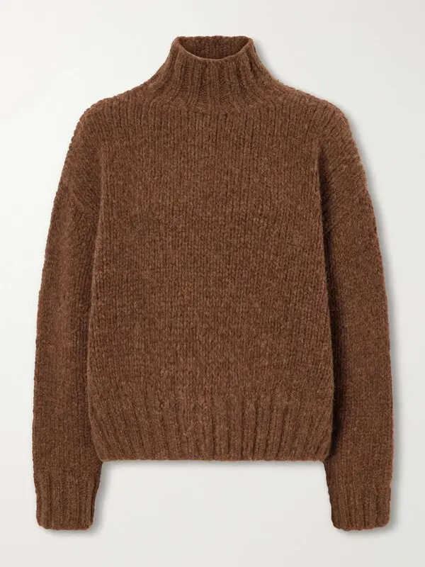 LAUREN MANOOGIAN Alpaca, Merino Wool And Cotton-blend Turtleneck Sweater - Brown