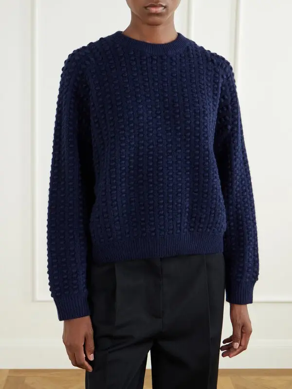 Loulou De Saison Rolf Bubble-stitch Cashmere Sweater - Blue