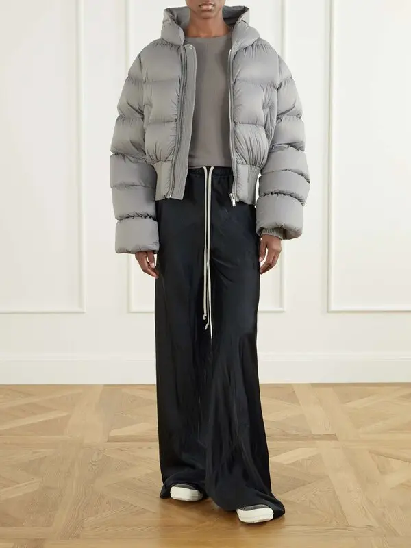 Rick Owens Cinched Hooded Cropped Shell Jacket