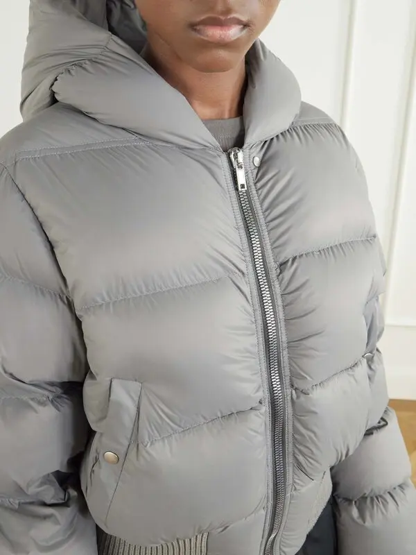 Rick Owens Cinched Hooded Cropped Shell Jacket
