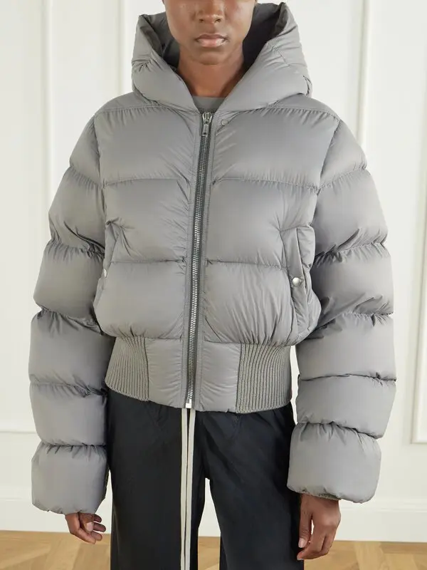 Rick Owens Cropped Hooded Down Puffer Jacket - Gray