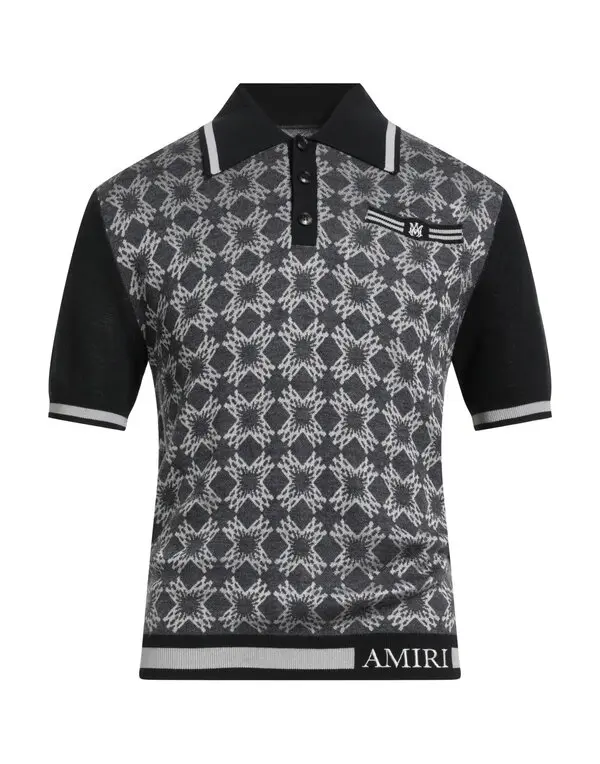 Amiri Polo Shirt Charcoal Size Wool, Viscose