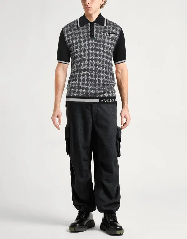 Amiri Polo Shirt Charcoal Size Wool, Viscose