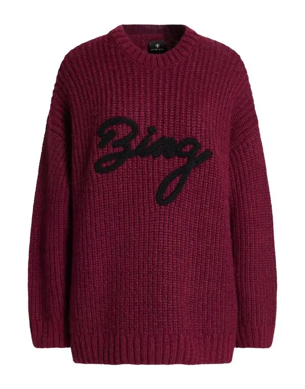 ANINE BING Sweater Burgundy Size Alpaca Wool, Wool, Polyamide, Polyacrylic