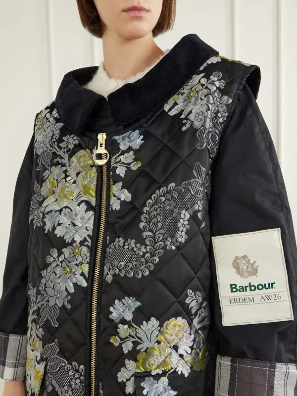 Erdem Barbour Embellished Waxed Cotton-jacquard Coat