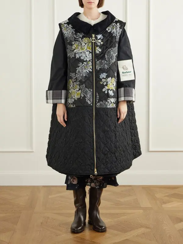 Erdem X Barbour Embellished Waxed Cotton-jacquard Coat