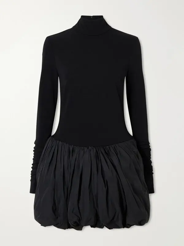 Magda Butrym Wool-blend Jersey And Shell Balloon Mini Dress - Black