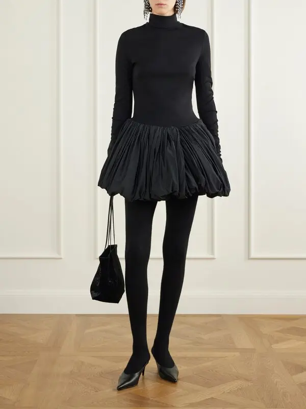 Magda Butrym Wool-blend Jersey And Shell Balloon Mini Dress
