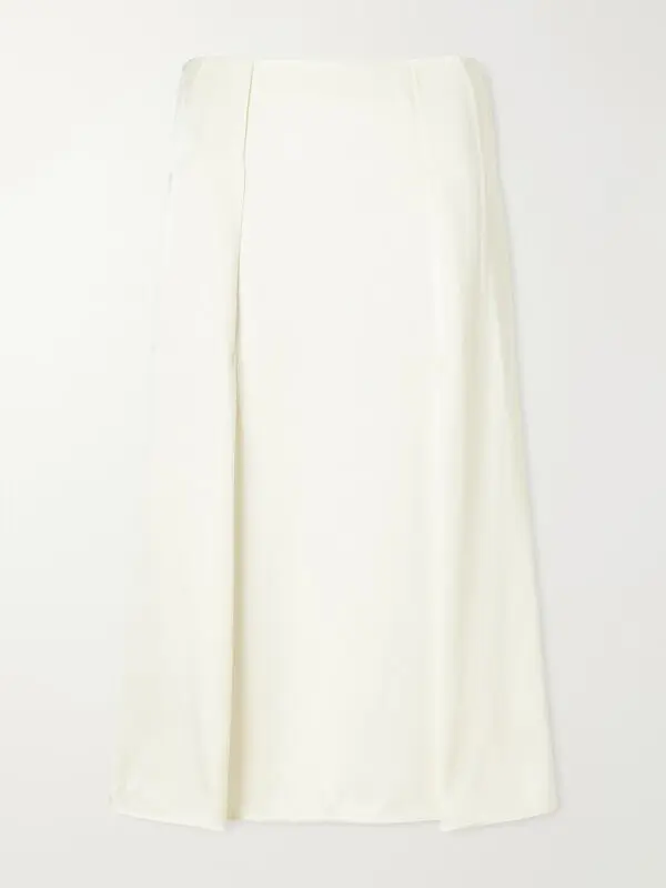 JIL SANDER Pleated Satin Midi Skirt