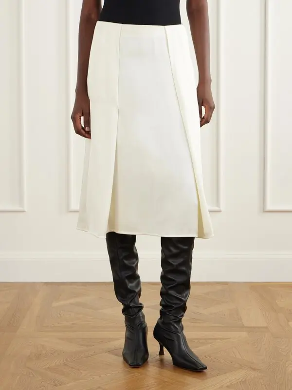JIL SANDER Pleated Satin Midi Skirt