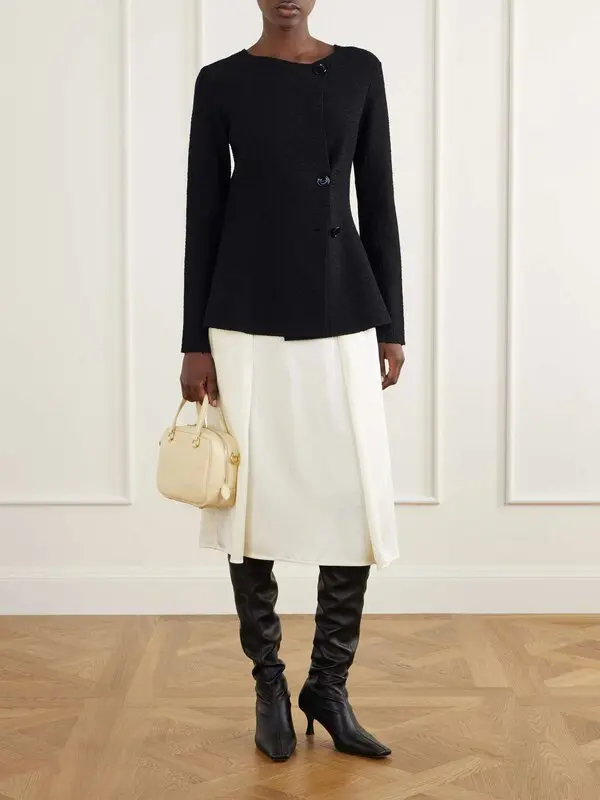 JIL SANDER Pleated Satin Midi Skirt