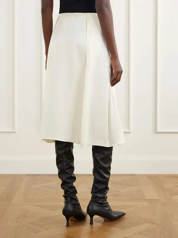 JIL SANDER Pleated Satin Midi Skirt
