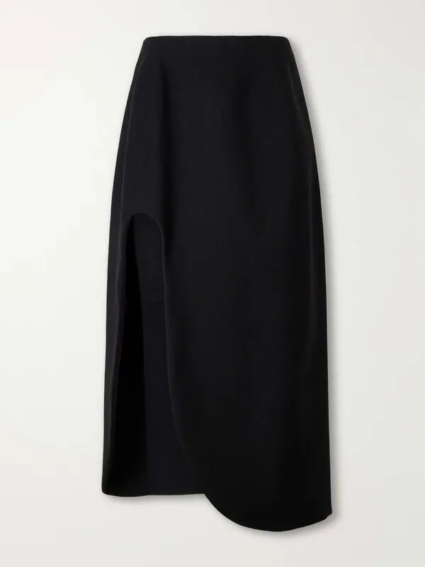 JIL SANDER Wool Midi Skirt - Black